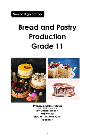 BPP Quarter 2 Week 1 Module - Prepare and Present Gateaux, Tortes and ...