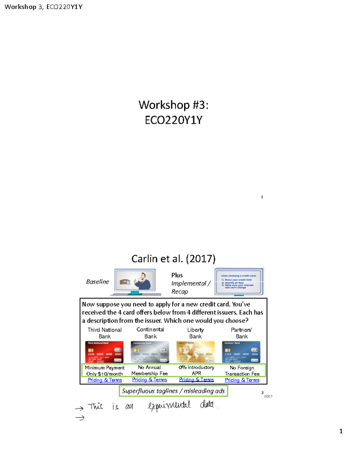 WS03 220 print - LEC NOTES - Workshop #3: ECO220Y1Y 1 Carlin et al ...