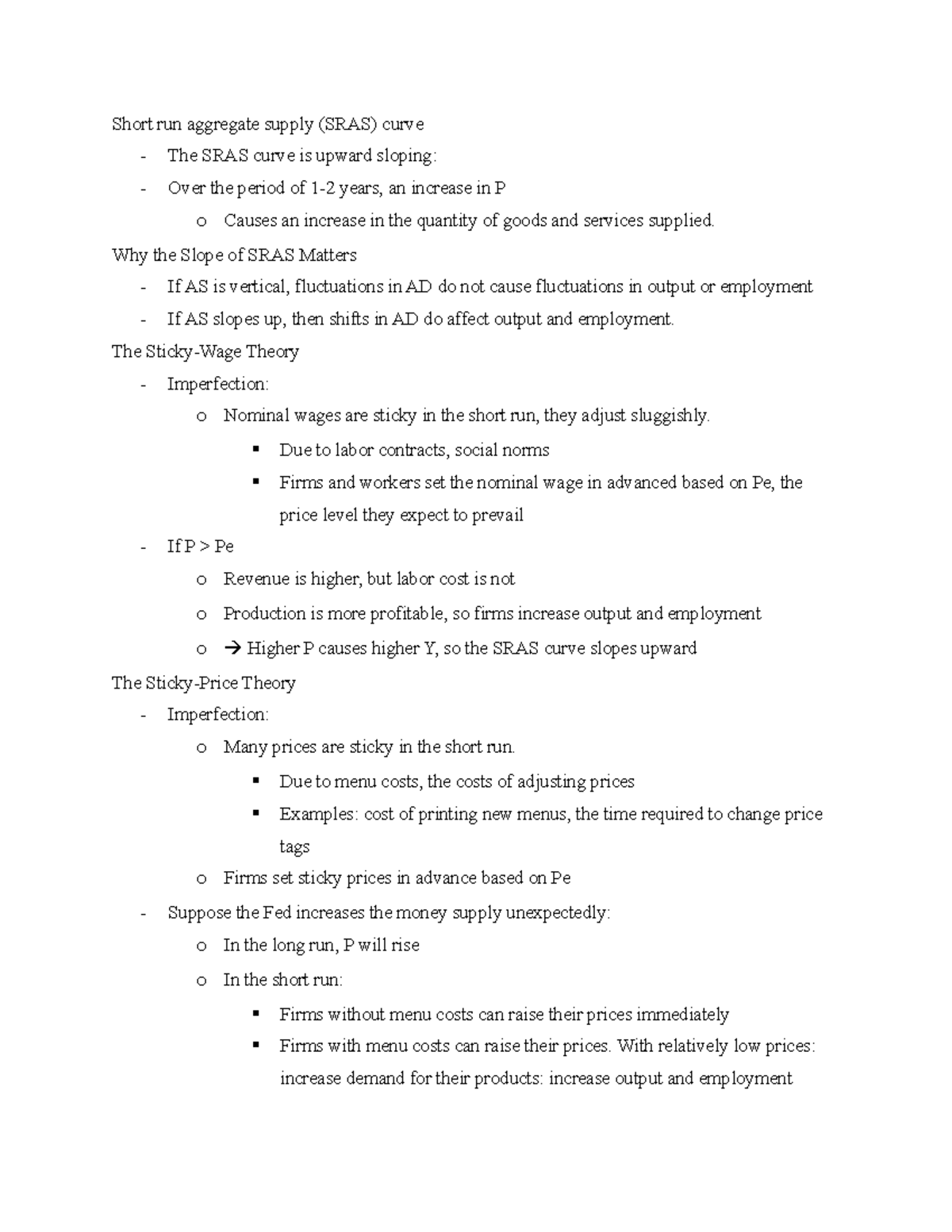 Short run aggregate supply - Why the Slope of SRAS Matters - If AS is ...