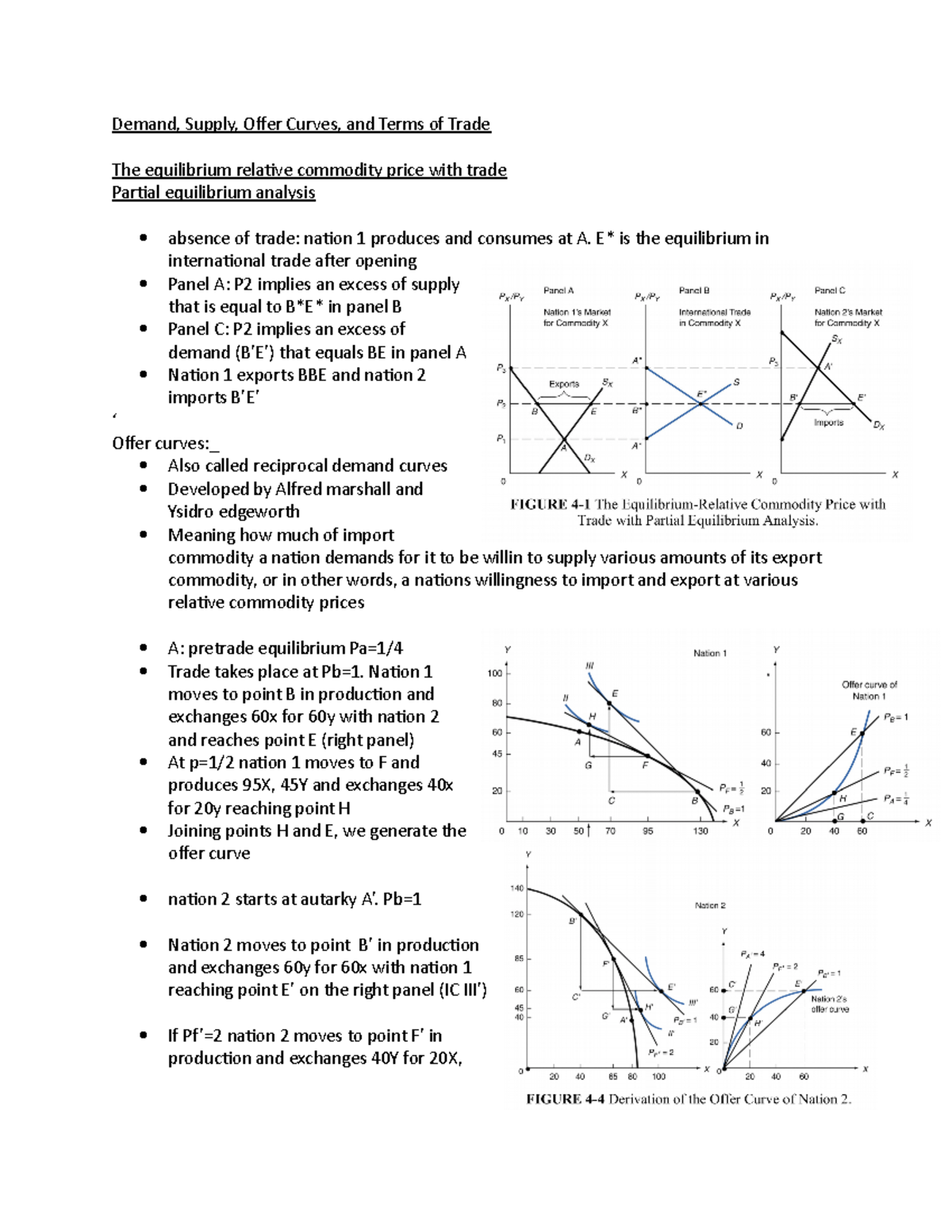 Offer Curves - Lecture notes 1-10 - Demand, Supply, Offer Curves, and ...