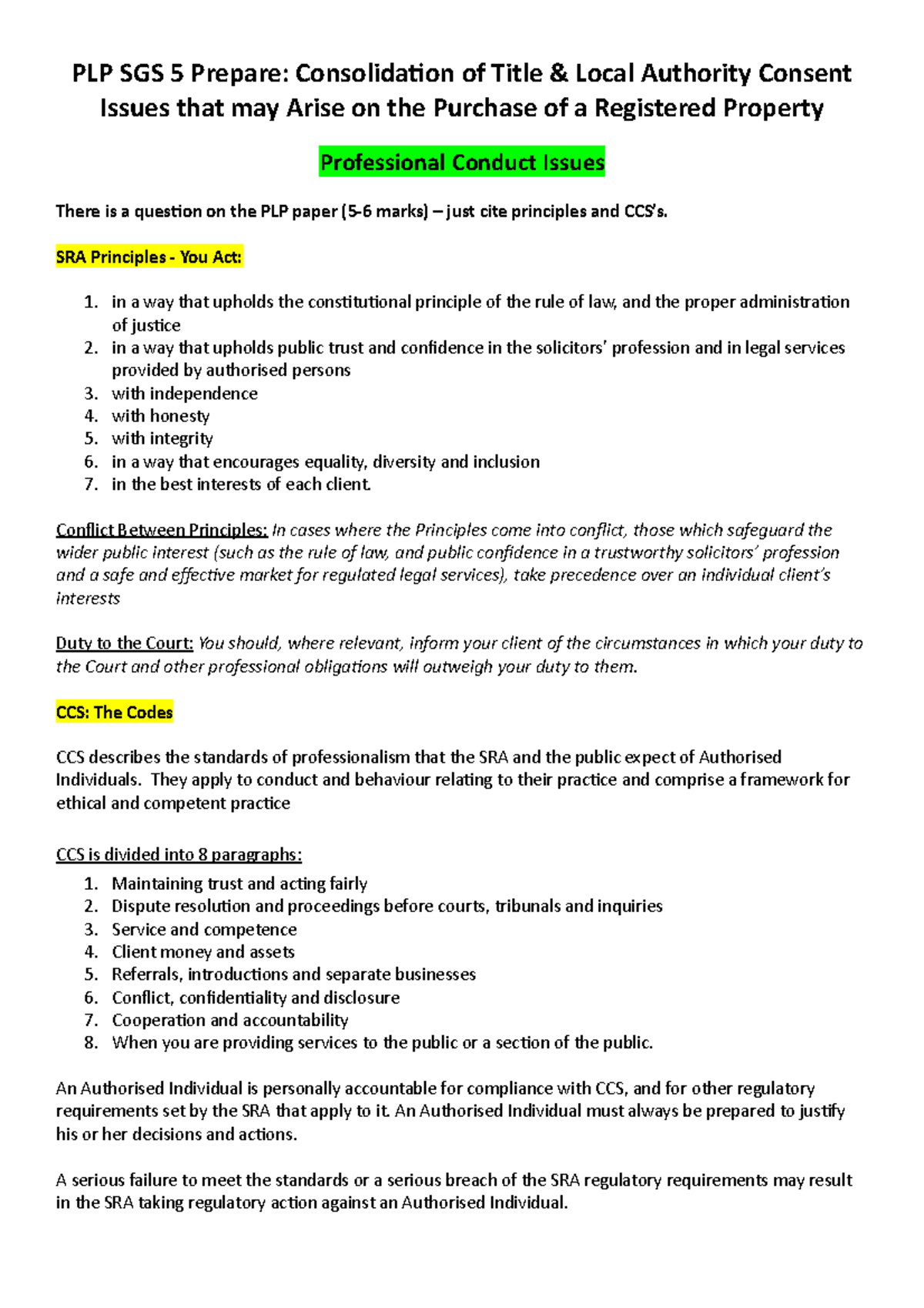 PLP SGS 5 Prepare - PLP SGS 5 Prepare: Consolidation of Title & Local ...