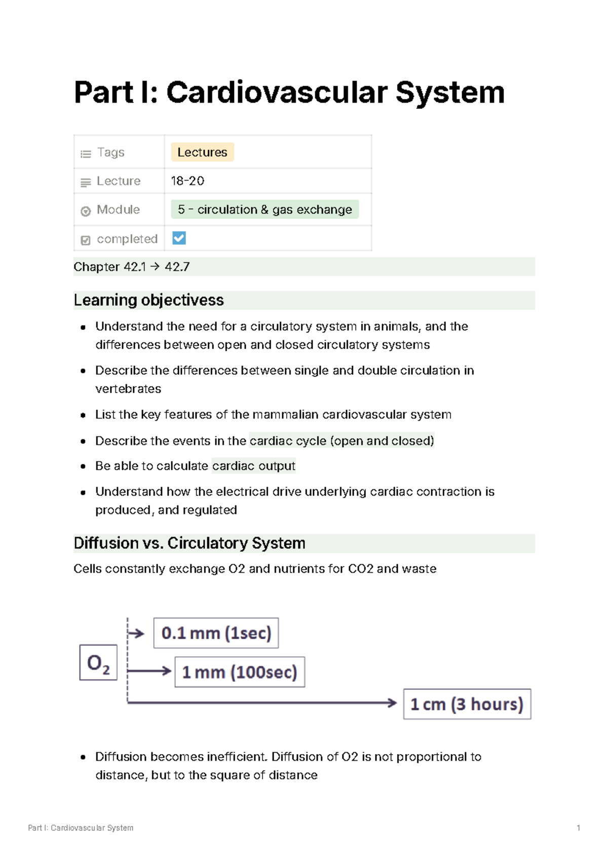 Part I Cardiovascular System - Learning objectivess Understand the need ...