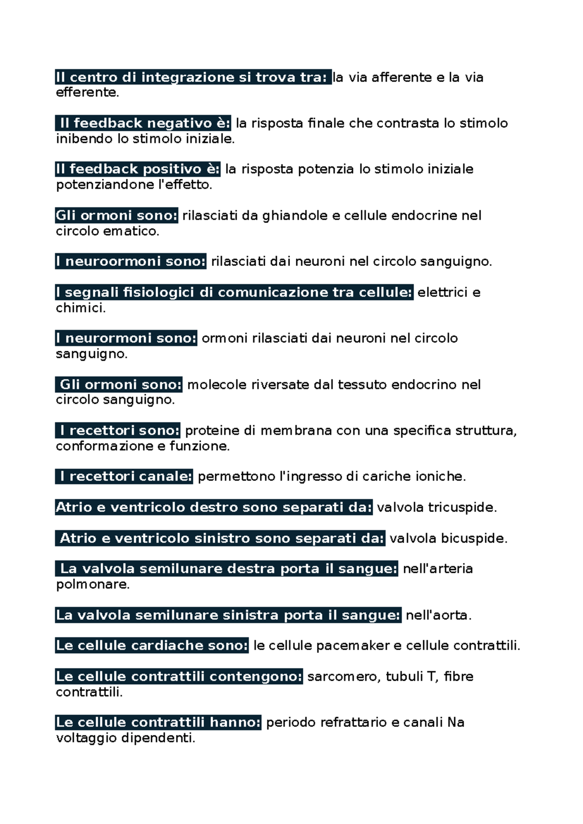 Fondamenti fisiologia e anatomis - Il centro di integrazione si trova ...