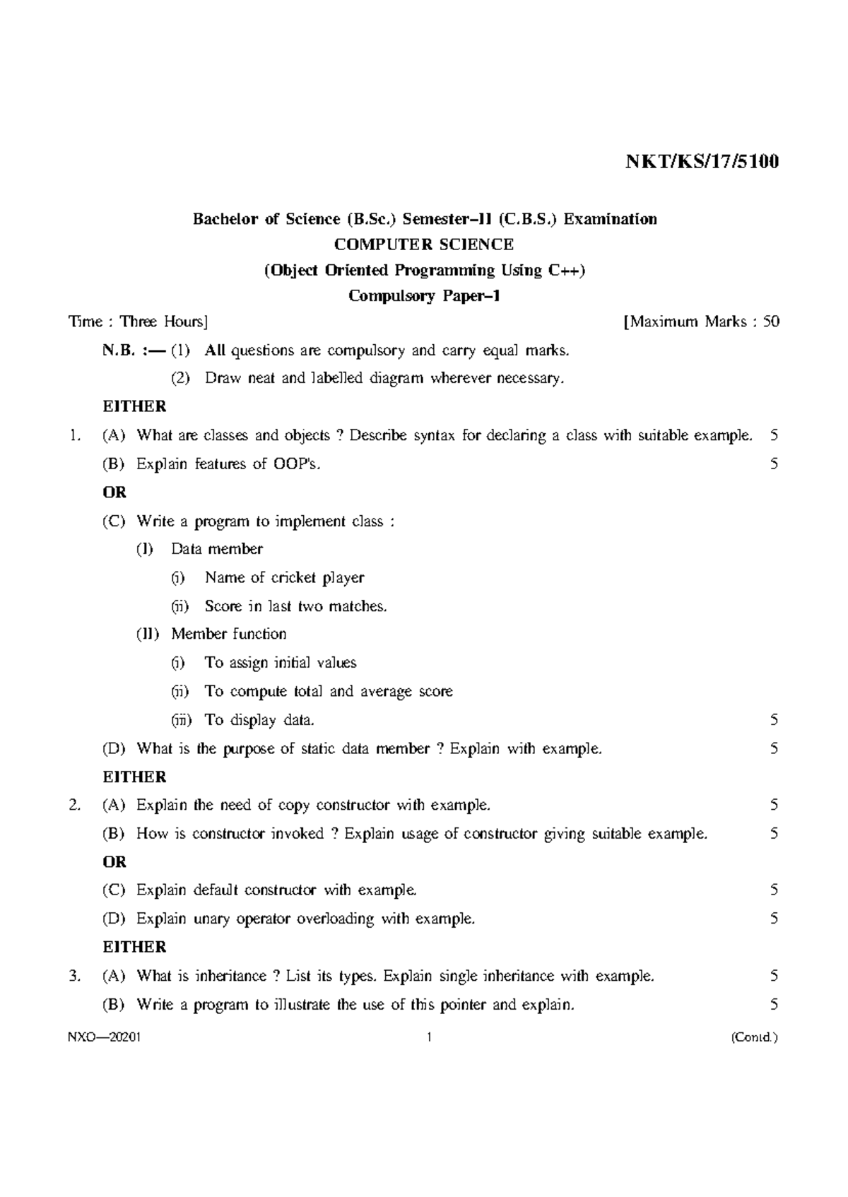 Cs 2017 Summary Computer Architectue Nktks17 Bachelor Of Science B Semesterii Cb