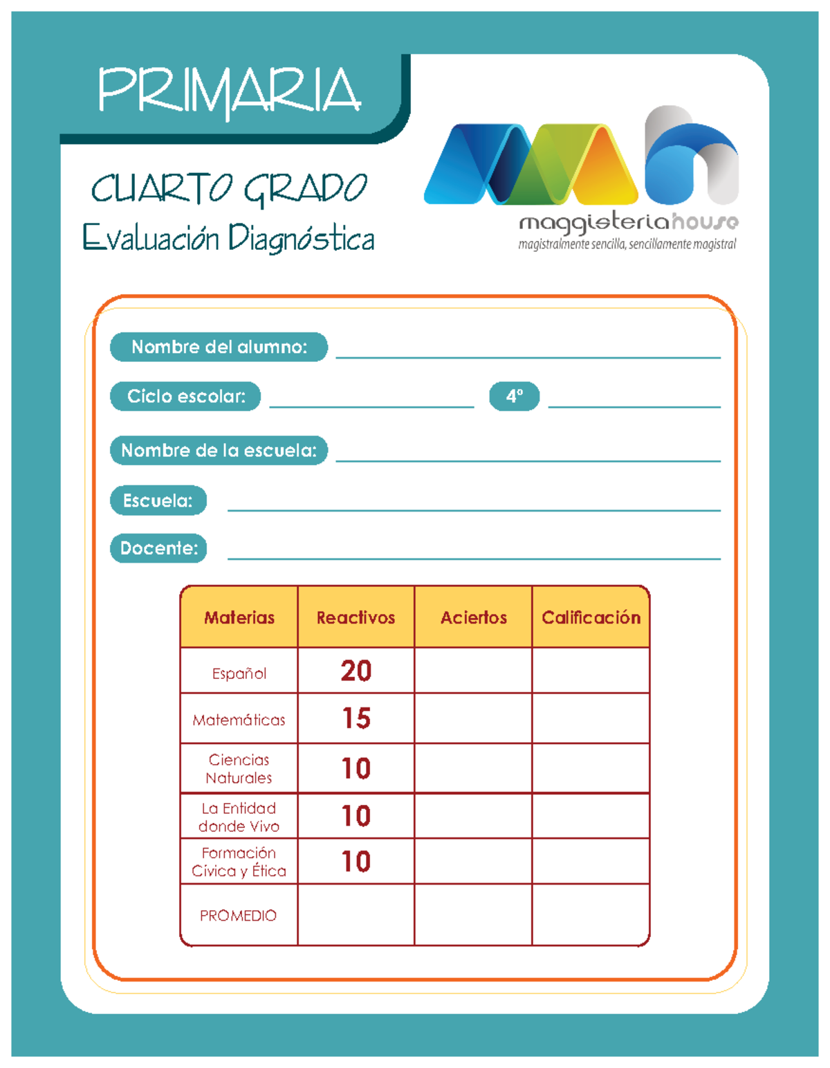 4o Evaluación Diagnóstica - PRIMARIA CUARTO GRADO Evaluación ...