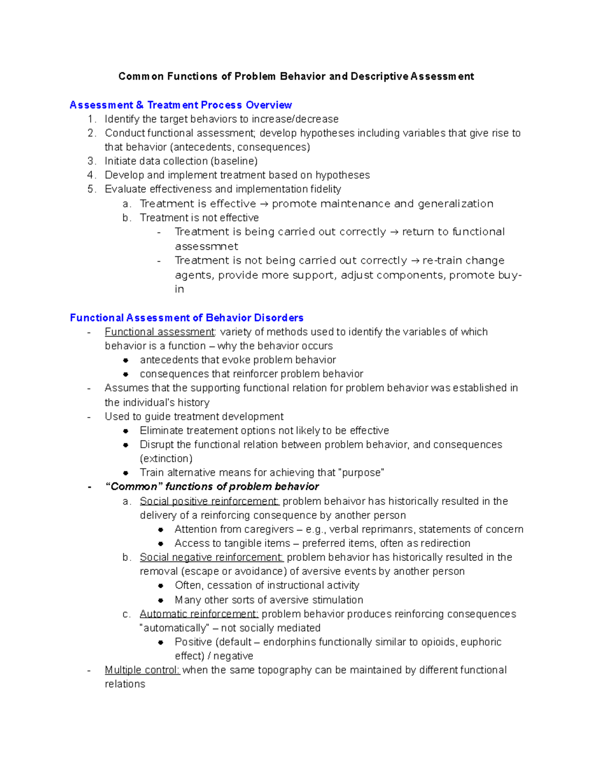 Common Functions of Problem Behavior and Descriptive Assessment ...