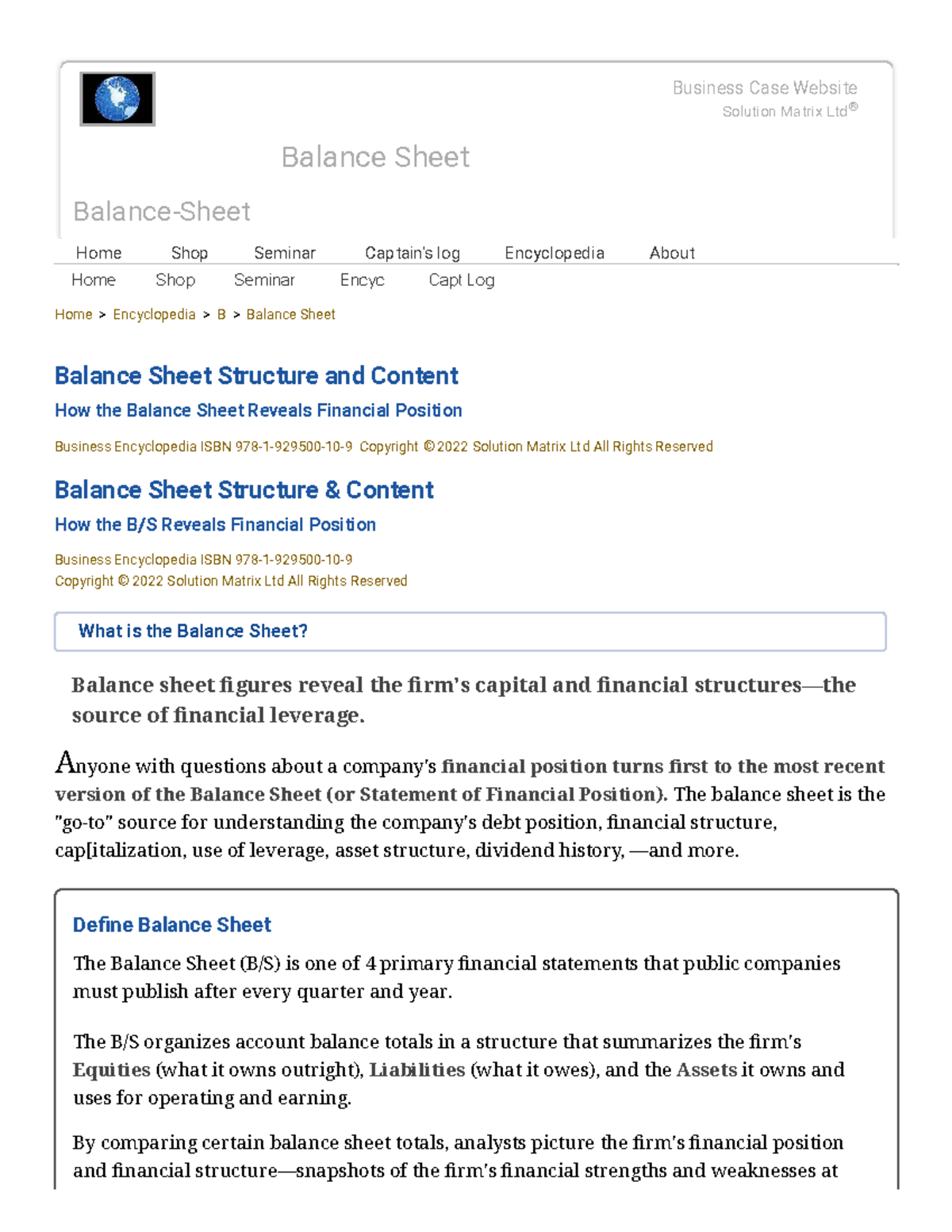How Balance Sheet Structure & Content Reveal Financial Position ...