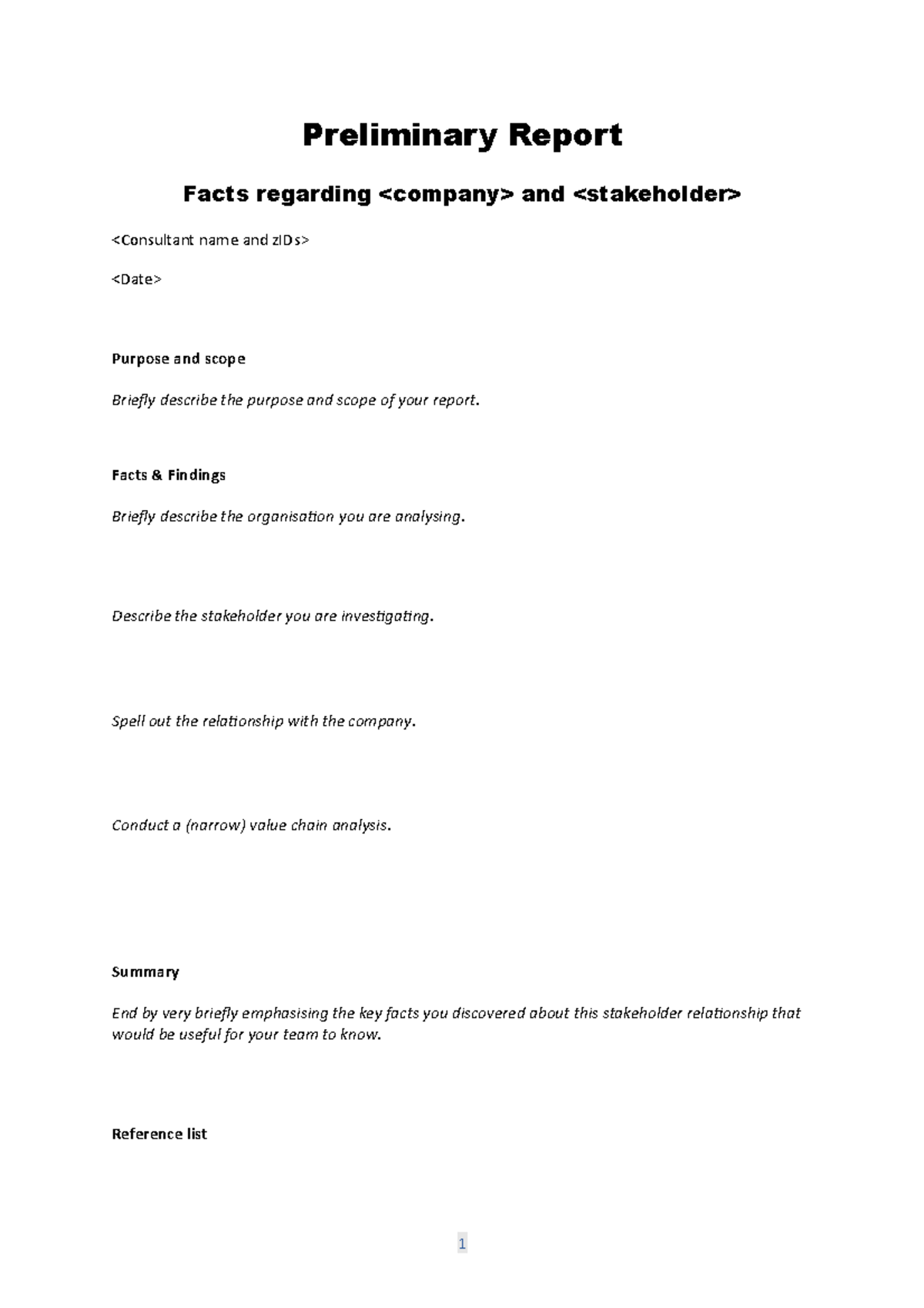 Template for Individual Milestone - Preliminary Report - COMM1150 ...