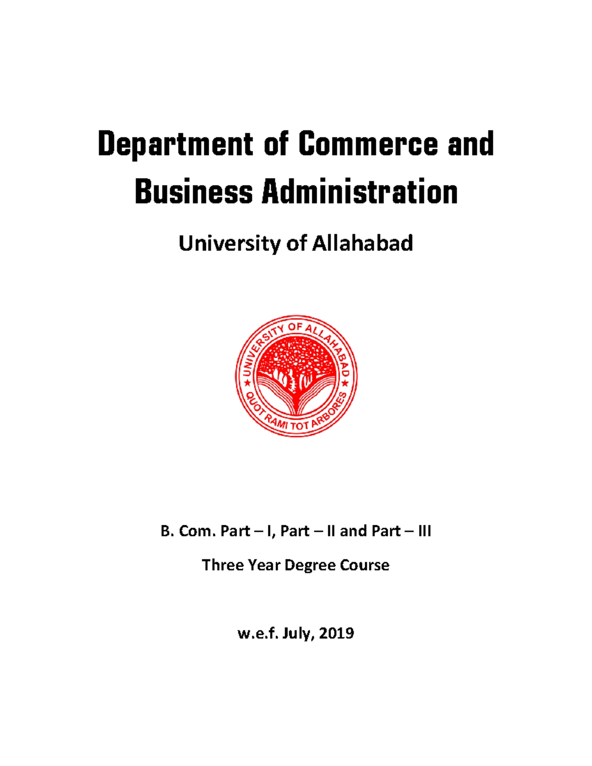 B.COM Syllabus ( University OF Allahabad) - Department of Commerce and ...