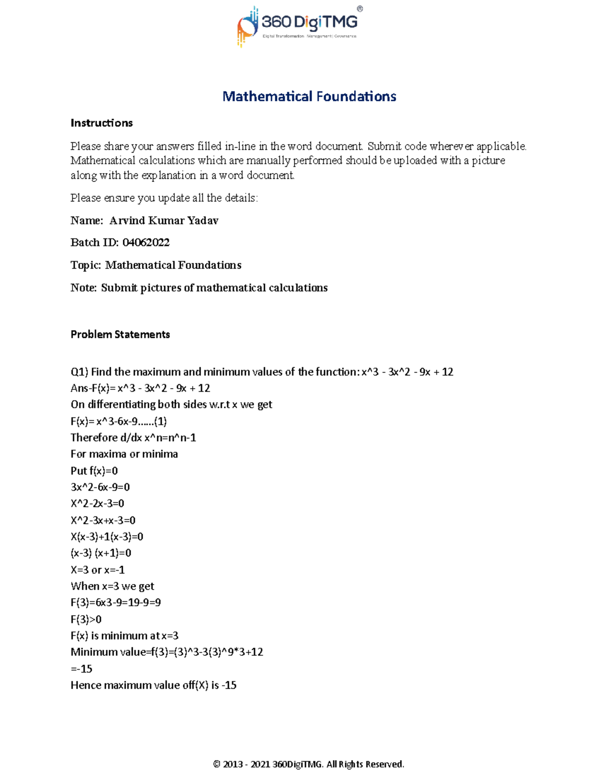 5 Problem Statement Mathematical Foundations - Mathematical Foundations ...