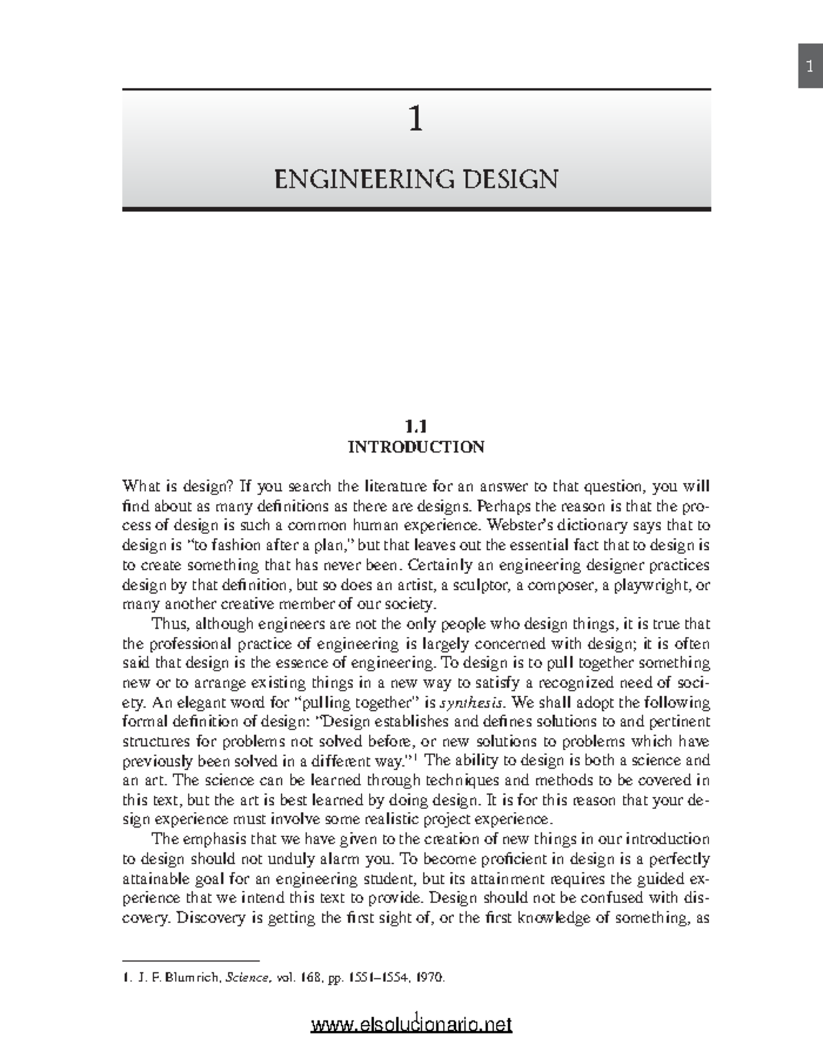 Capítulo 1 - Capitulo de diseño - 1 1 1 ENGINEERING DESIGN 1. INTRODUCTION What is design? If ...