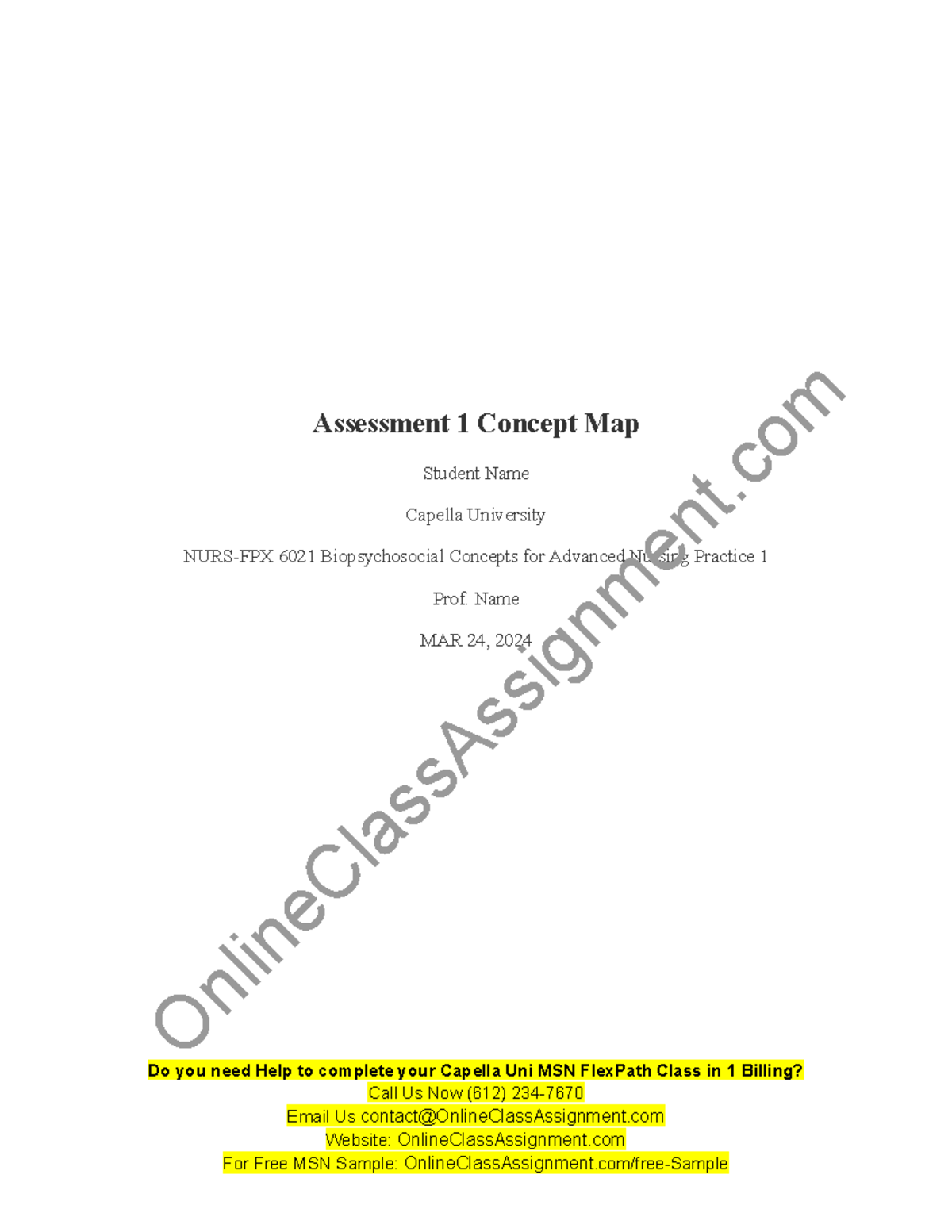 NURS FPX 6021 Assessment 1 Concept Map - Assessment 1 Concept Map Student Name Capella ...