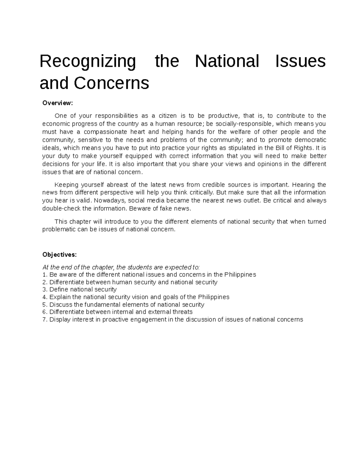 National-Concerns-and-Issues - Copy - Recognizing the National Issues ...
