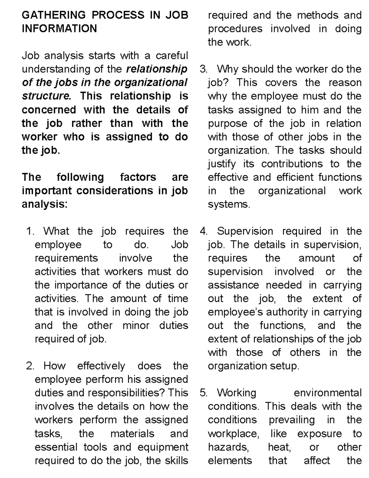 Gathering Process IN JOB Information - GATHERING PROCESS IN JOB ...