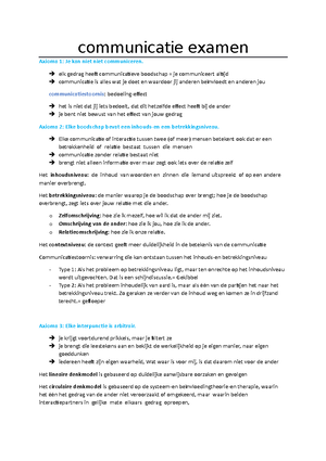 Syllabus Communicatietheorie van Paul Watzlawick - COMMUNICATIE 1 TOPIC ...