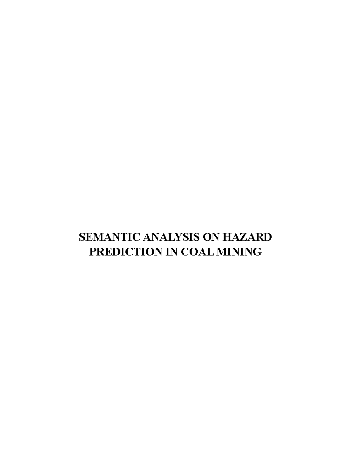 Semantic Analysis ON Hazard Prediction IN COAL Mining - SEMANTIC ...