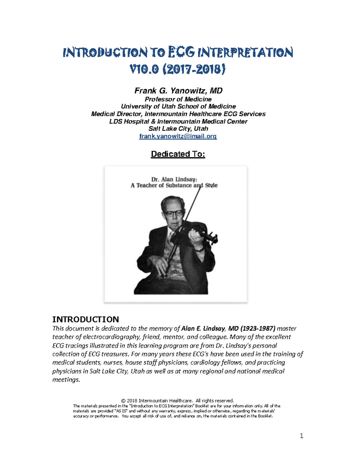 Introduction TO ECG Interpretation - INTRODUCTION TO ECG INTERPRETATION ...