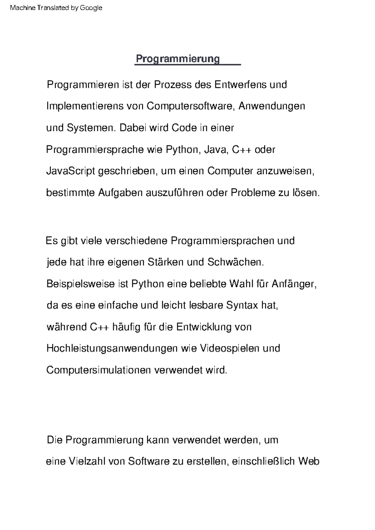 Programmierung - Programmieren ist der Prozess des Entwerfens und ...