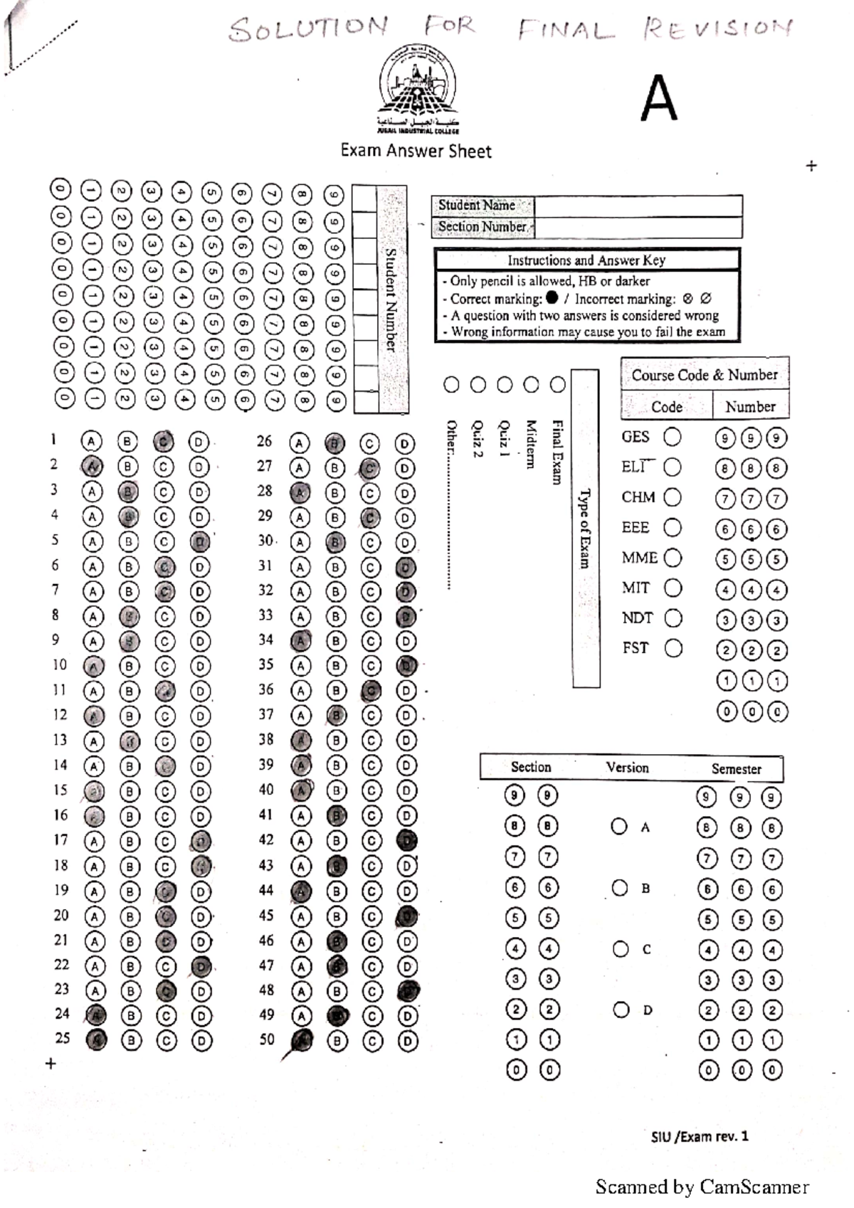 Final revision math iمع الحل - Chemistry/Urinalysis/Phlebotomy - Studocu