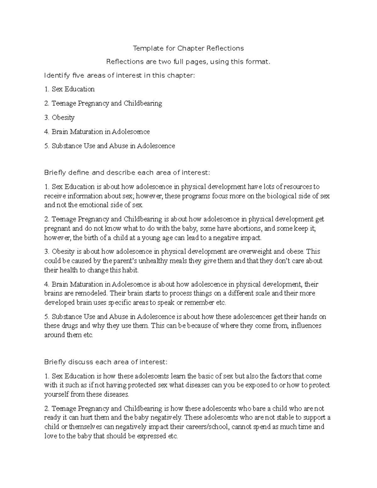 Ch 13 template for Chapter Reflections Spring 2021-1 - Template for ...