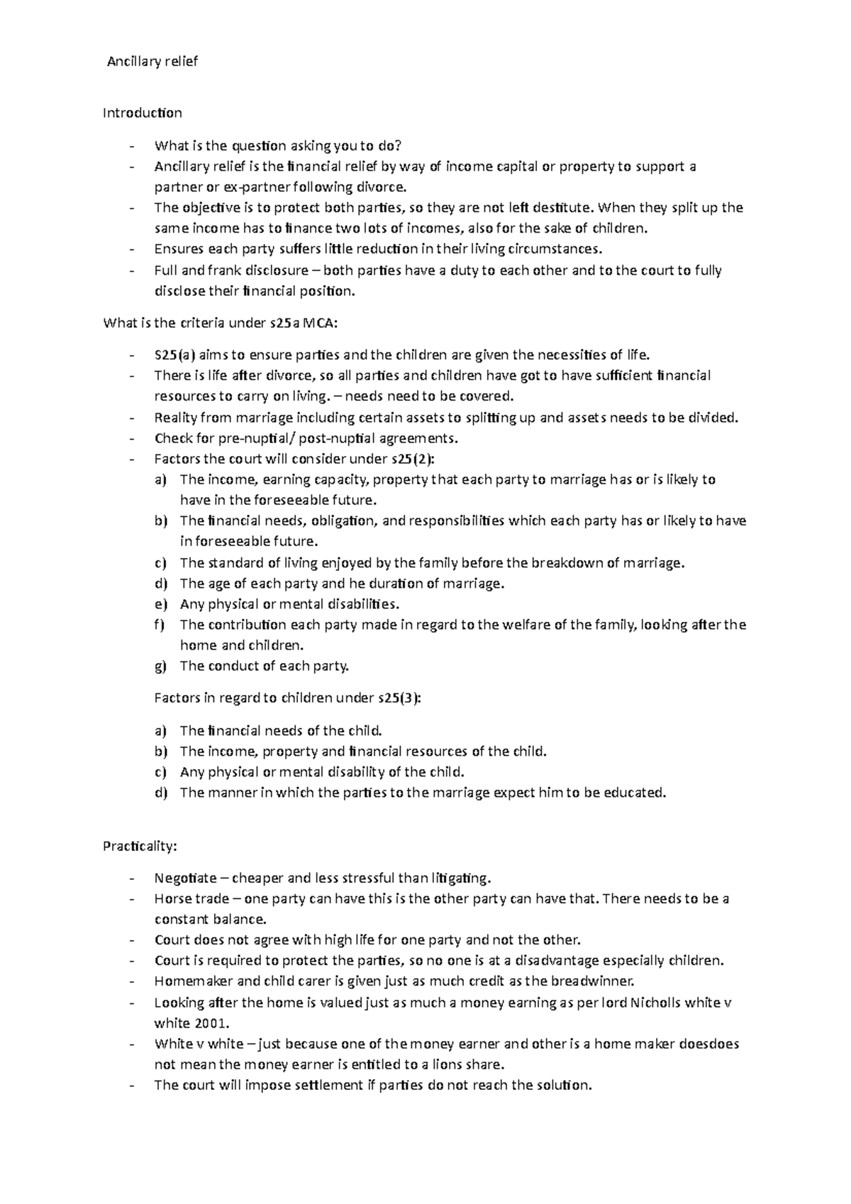 Ancillary releif problem solving layout - Ancillary relief Introduction ...