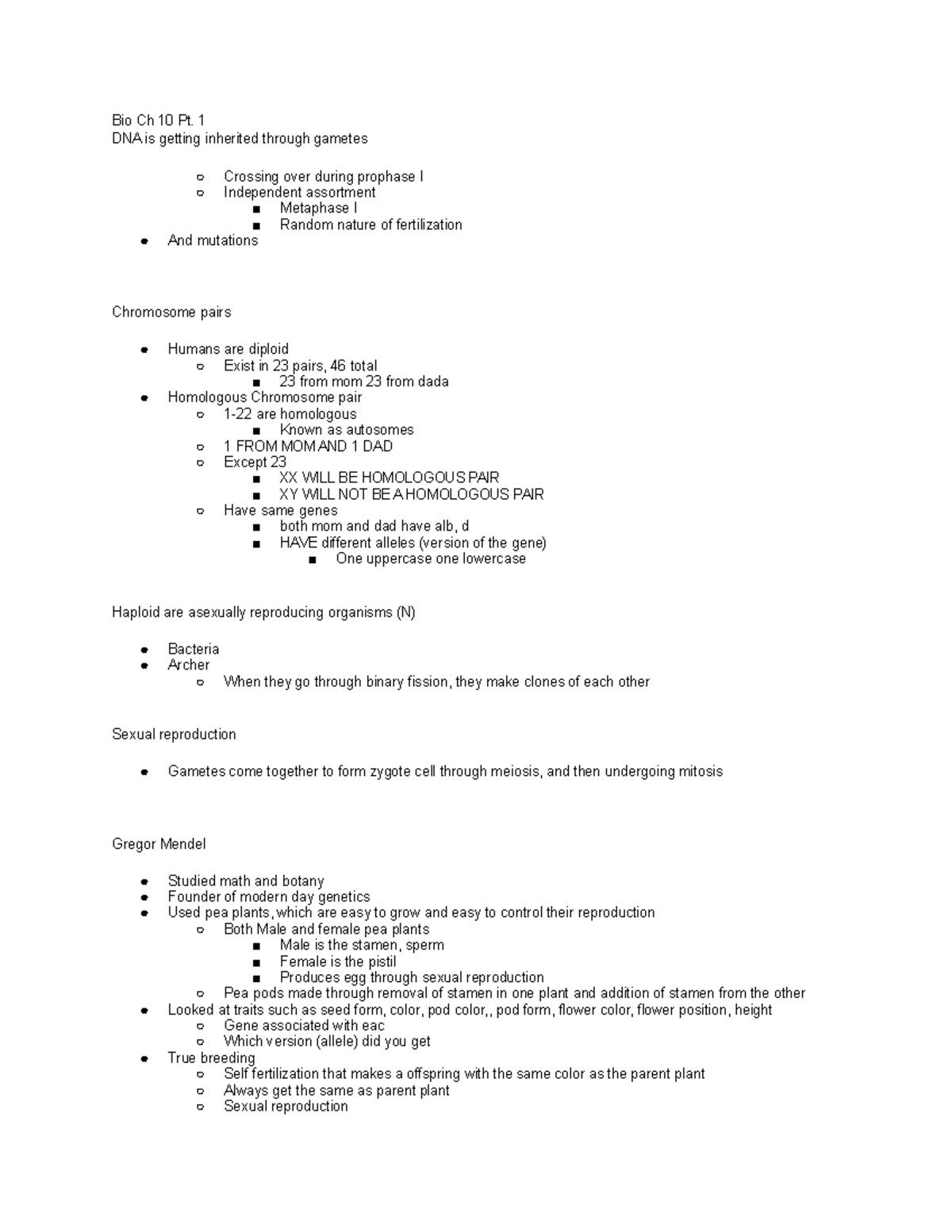 Ch.10 Pt 1 Notes - Bio Ch 10 Pt. 1 DNA is getting inherited through ...
