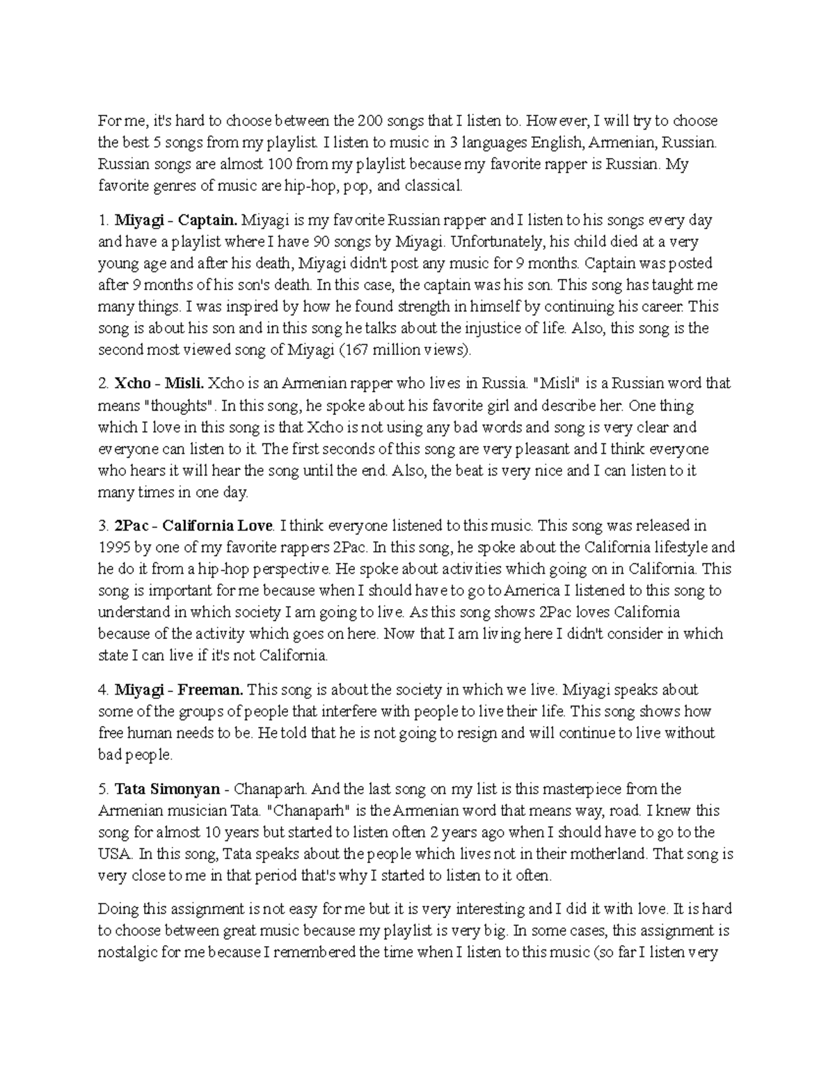 MC 101 - The Soundtrack of Your Life Assignment - For me, it's hard to ...