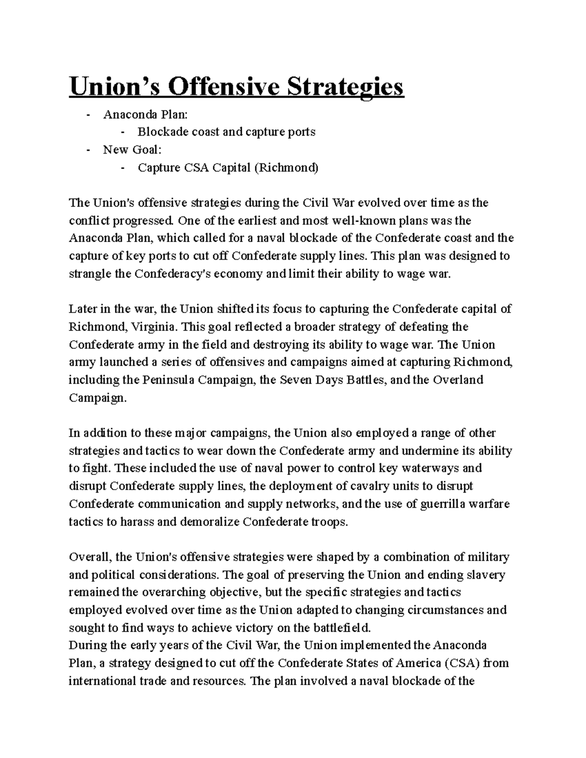 111111 Union’s Offensive Strategies Key Questions - Union’s Offensive ...