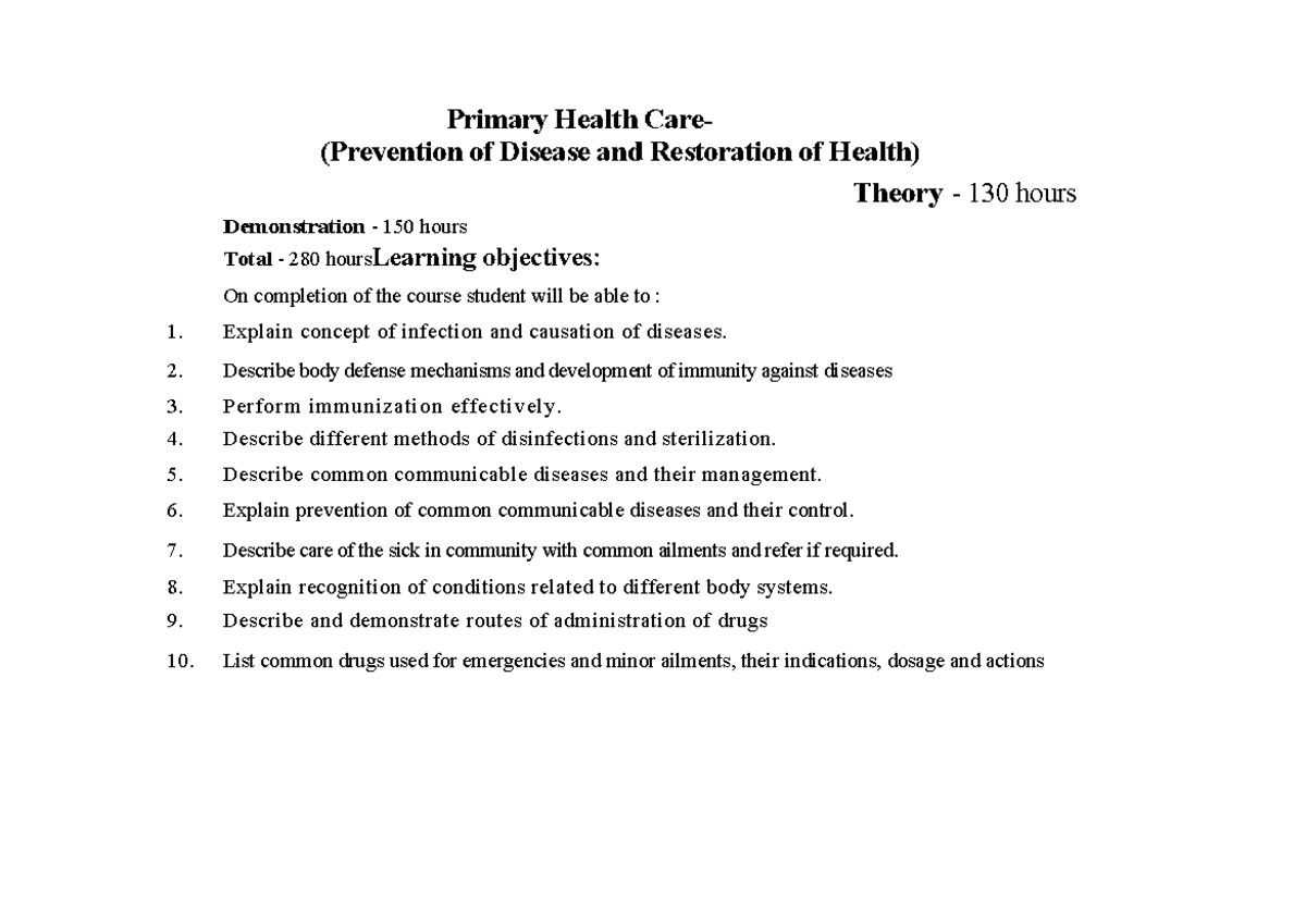 Primary Health - ppt pdf - Primary Health Care- (Prevention of Disease ...