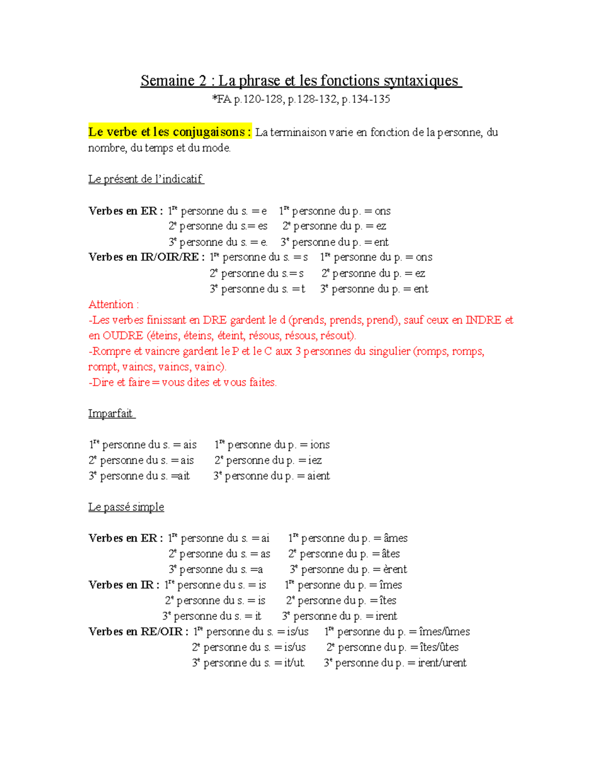 Notes de cours - Semaine 2 : La phrase et les fonctions syntaxiques *FA ...