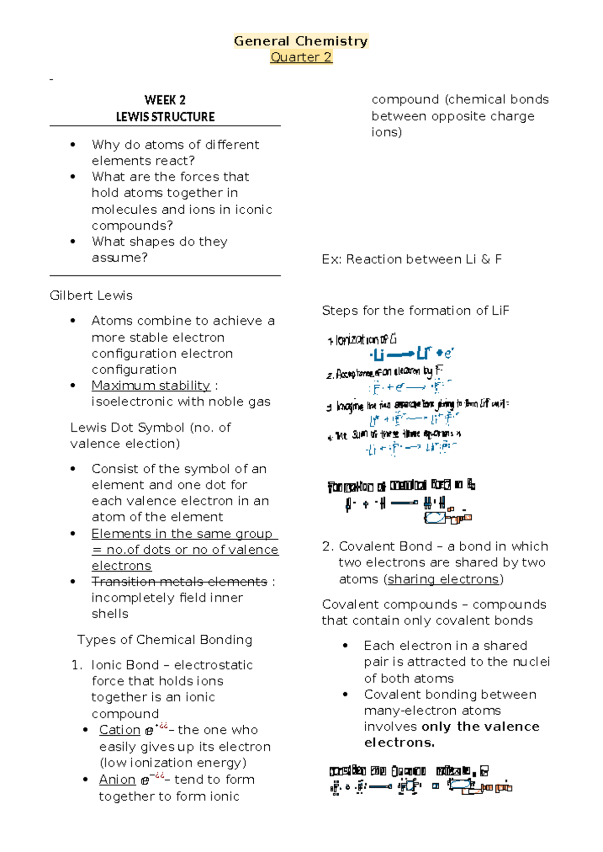 General Chemistry Quarter 2 - General Chemistry Quarter 2 WEEK 2 LEWIS ...