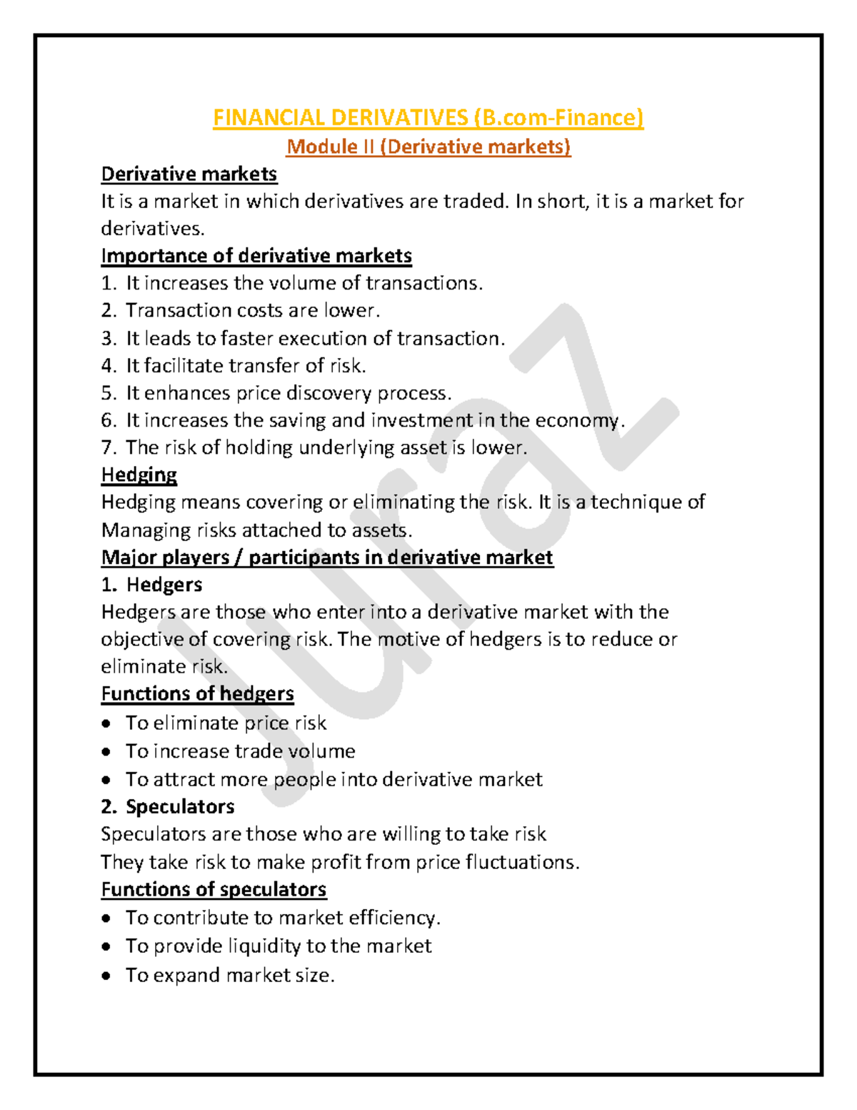 4 5906552262271962035 - FINANCIAL DERIVATIVES (B-Finance) Module II ...