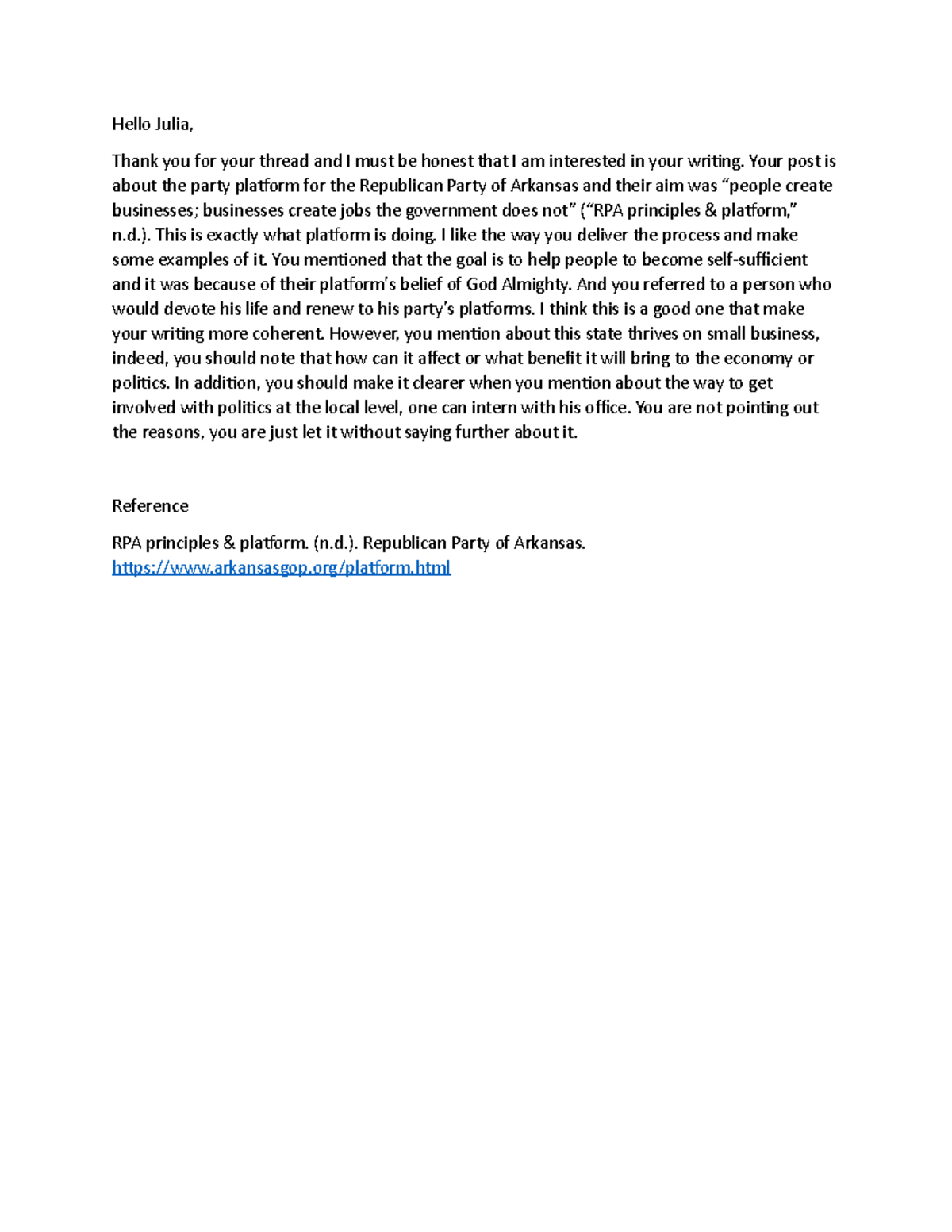 Hello Julia, the respond from the works of a person - Hello Julia ...