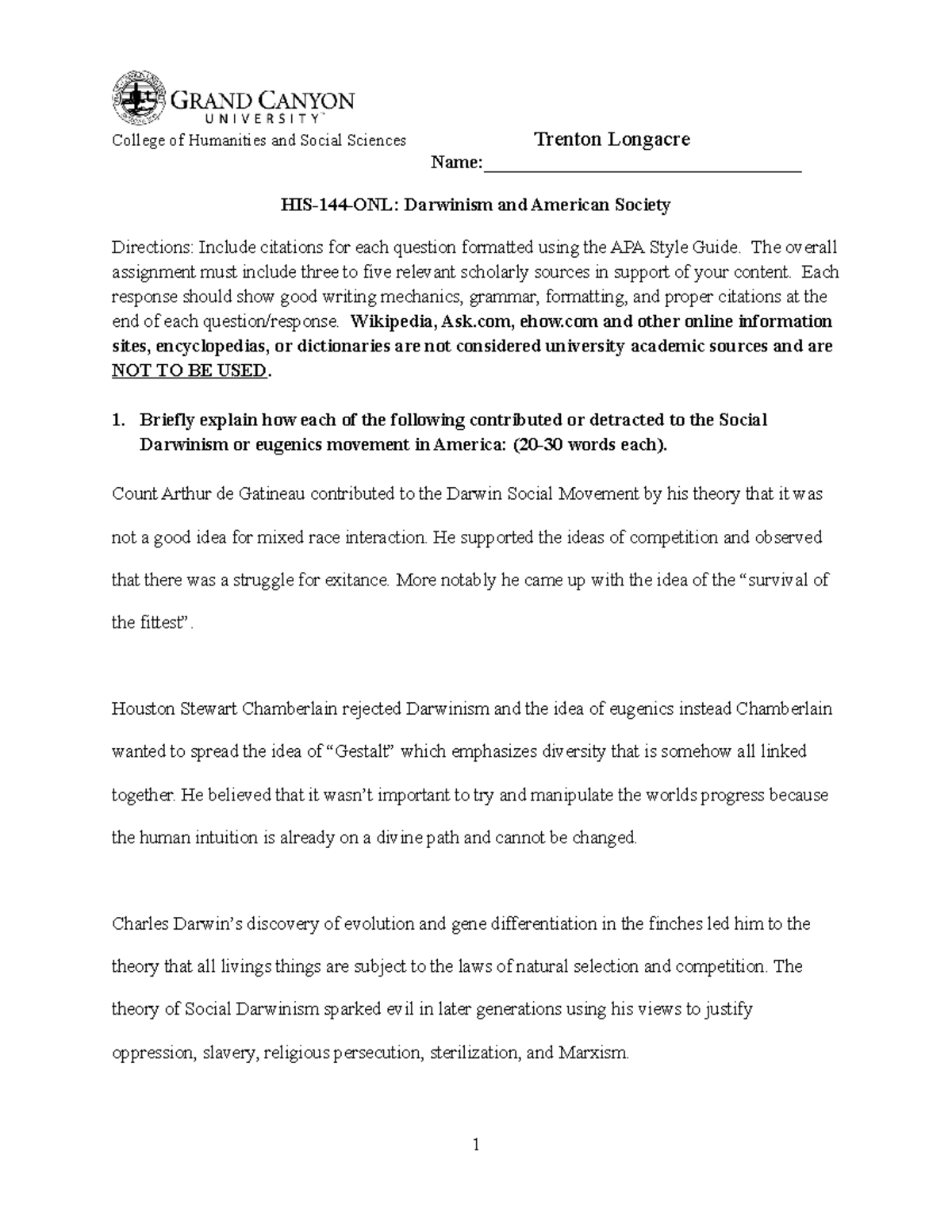 HIS-144.ONL.T-2.Darwinism and American Society.Worksheet - College of ...