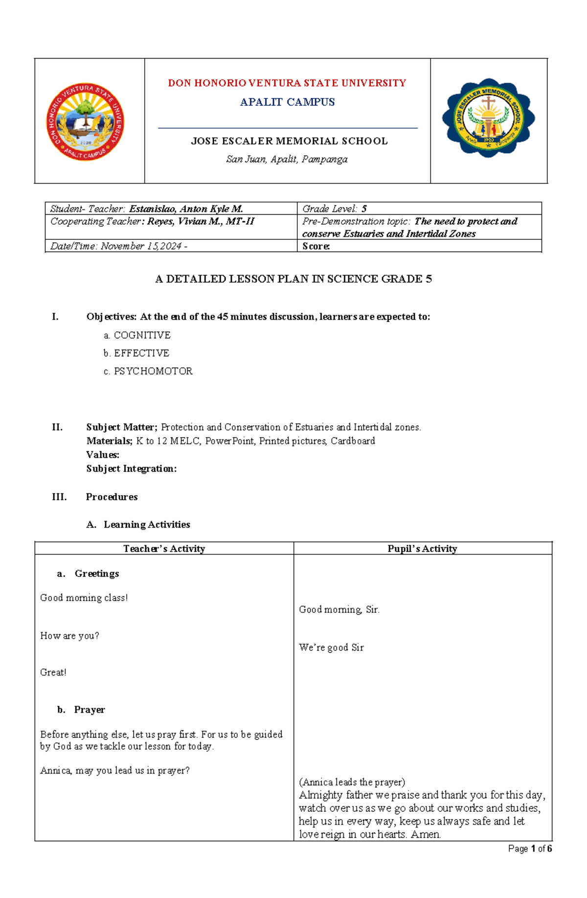 Detailed Lesson Plan Format Anton - DON HONORIO VENTURA STATE ...