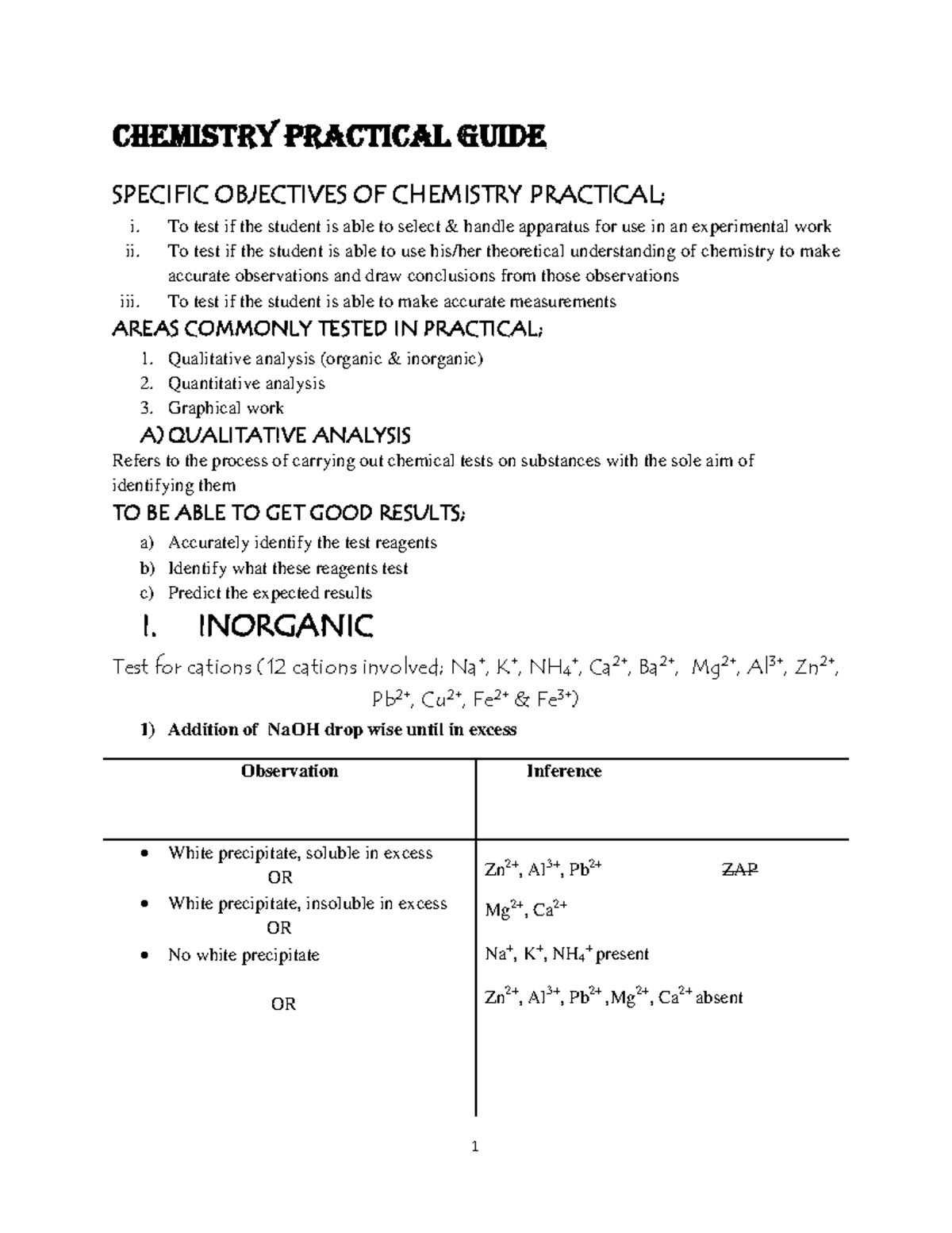 Chemistry practical guide - CHEMISTRY PRACTICAL GUIDE; 2018 SERIES ...