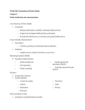 PUBH 230 CH 10 notes - Public Health Chapter 10 review before quiz - 1 ...