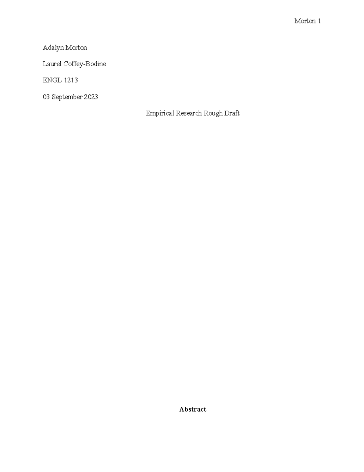 Empirical Research Rough Draft - Adalyn Morton Laurel Coffey-Bodine ...