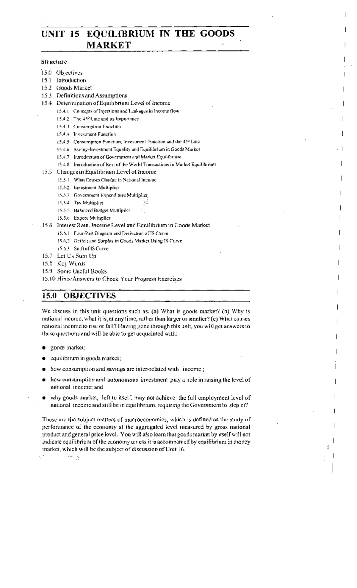 Unit-15 the good market - ####### UNIT EQUILIBRIUM IN THE GOODS ...