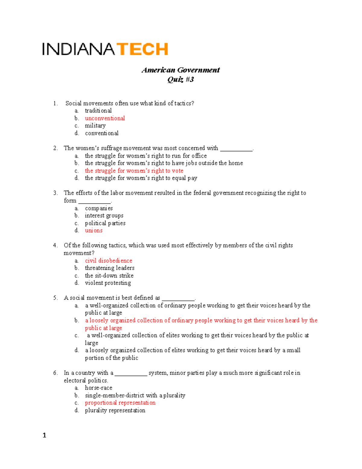 S22 Am Gov't Q3 KEY - Quiz 3 answers - American Government Quiz Social ...