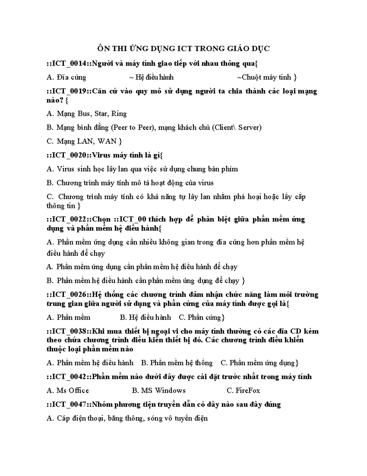 SV ôn thi GHP UD ICT - Bài tập ôn thi - ÔN THI ỨNG DỤNG ICT TRONG GIÁO DỤC ::ICT_00 14 ::Người ...