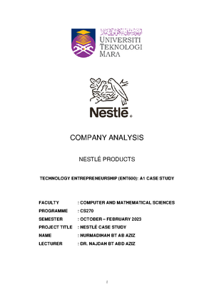 Technopreneurship - ENT600 - UiTM - Studocu