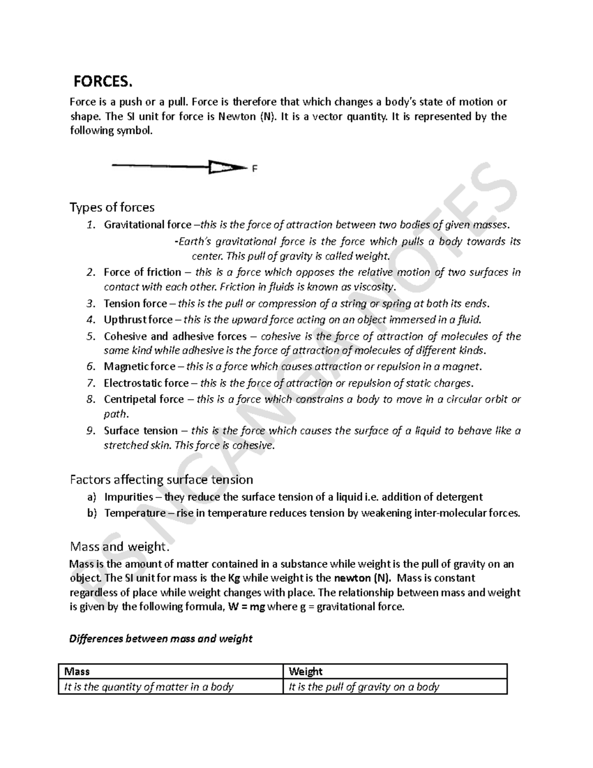 Physical science 1 - FORCES. Force is a push or a pull. Force is ...