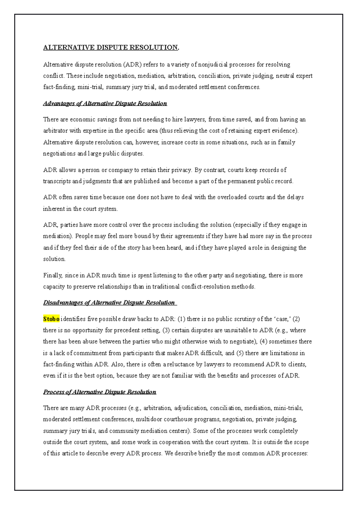 ADR Concept - this assignment focus on how to to use arbitration clause ...