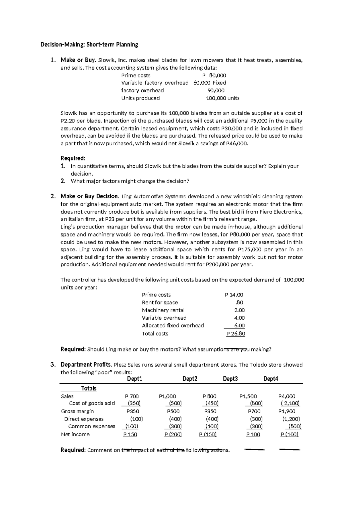 Non-Routine Decision Making - Decision-Making: Short-term Planning 1 ...