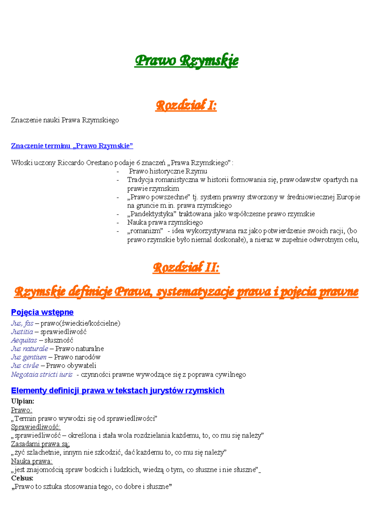 Skrypt prawo rzymskie - Prawo Rzymskie Rozdział I: Znaczenie nauki ...