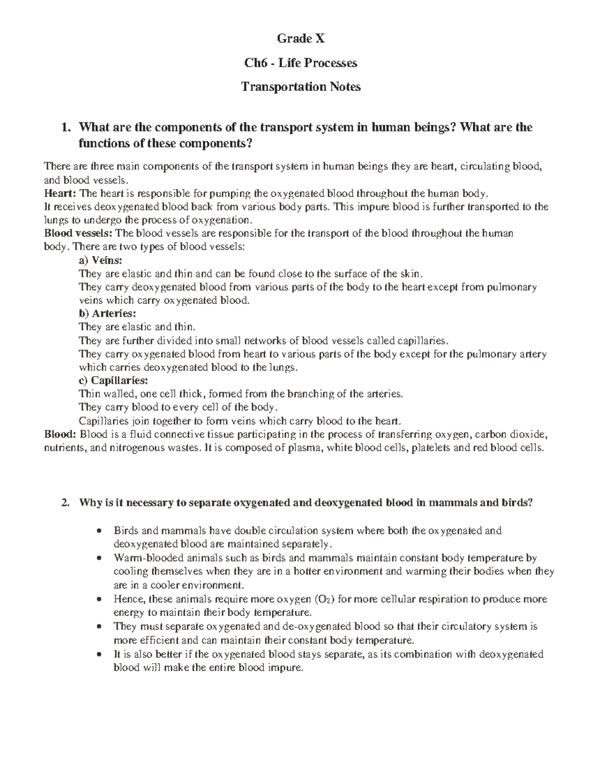 Grade X Ch6 Transportation - Grade X Ch6 - Life Processes ...