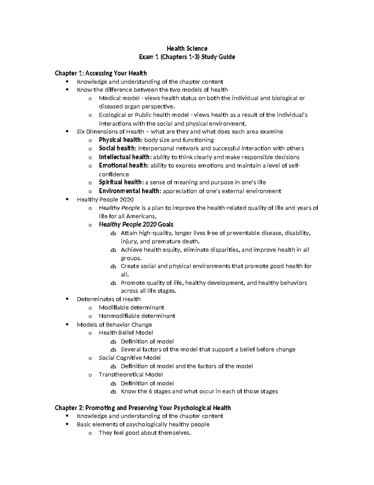 Exam1 Study Guide - Health Science Exam 1 (Chapters 1-3) Study Guide ...