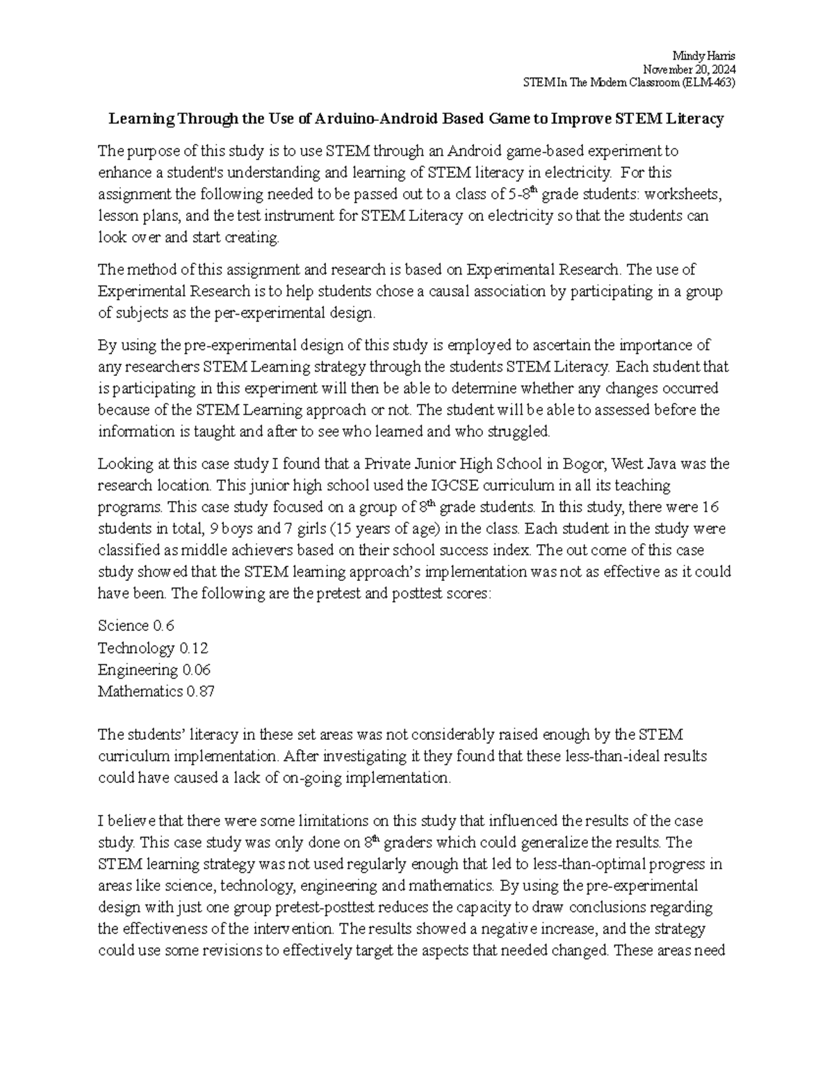 Analysis of Technology Integration Case Study - Mindy Harris - Mindy ...