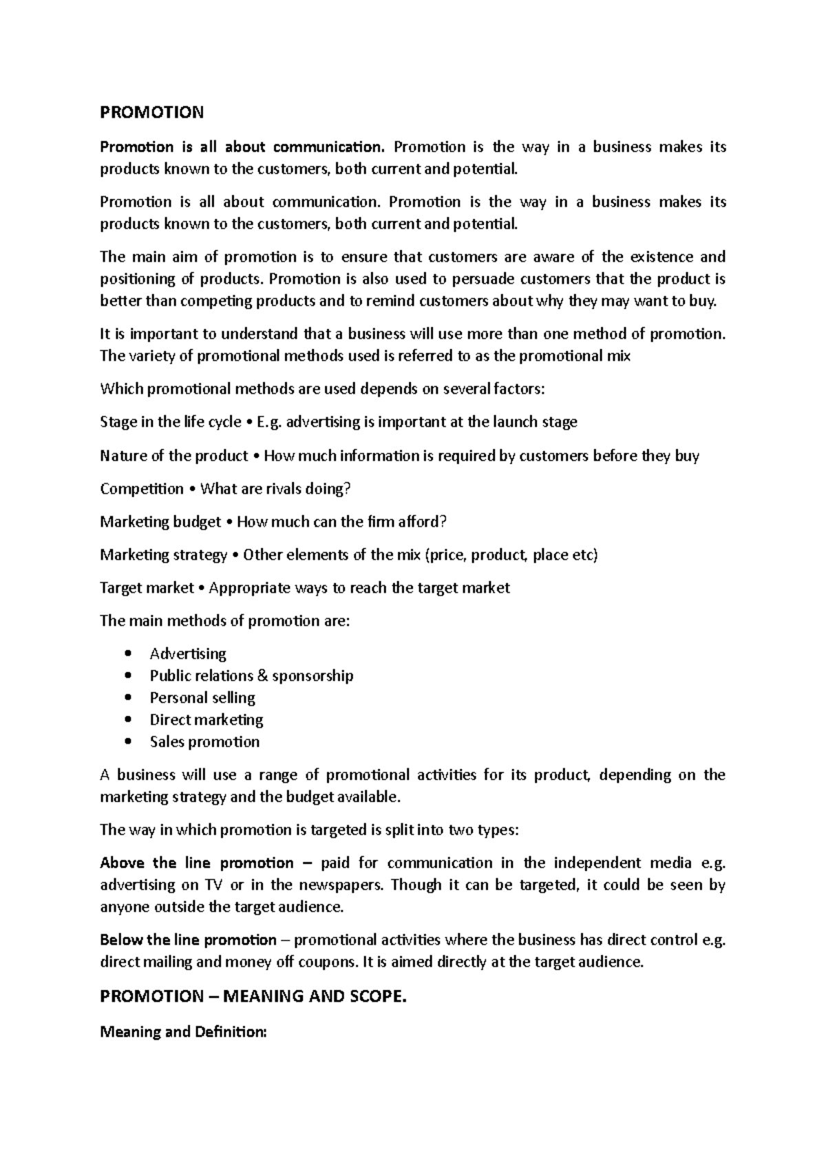 Promotion - PROMOTION Promotion is all about communication. Promotion ...